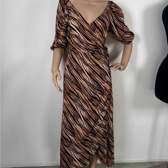 Leith | Dresses | Elegant Zebra Print Wrap Dress Pinup Retro | Poshmark